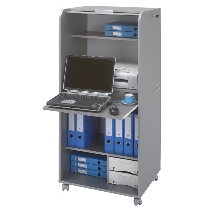 Armoire Informatique Mobile 2 Tiroirs Alu - Beaux Meubles Pas Chers